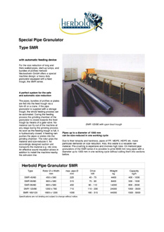 Granulator SMR for PP, PE, PVC and other pipes – Herbold Meckesheim